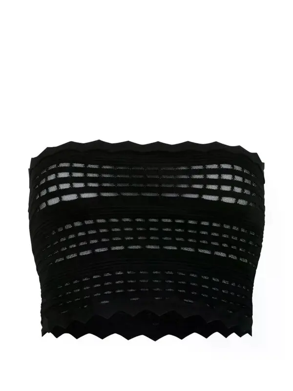GENNY Scalloped Knitted Top - Black