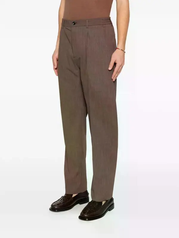 HOSIO Herringbone Pattern Pleated Trousers