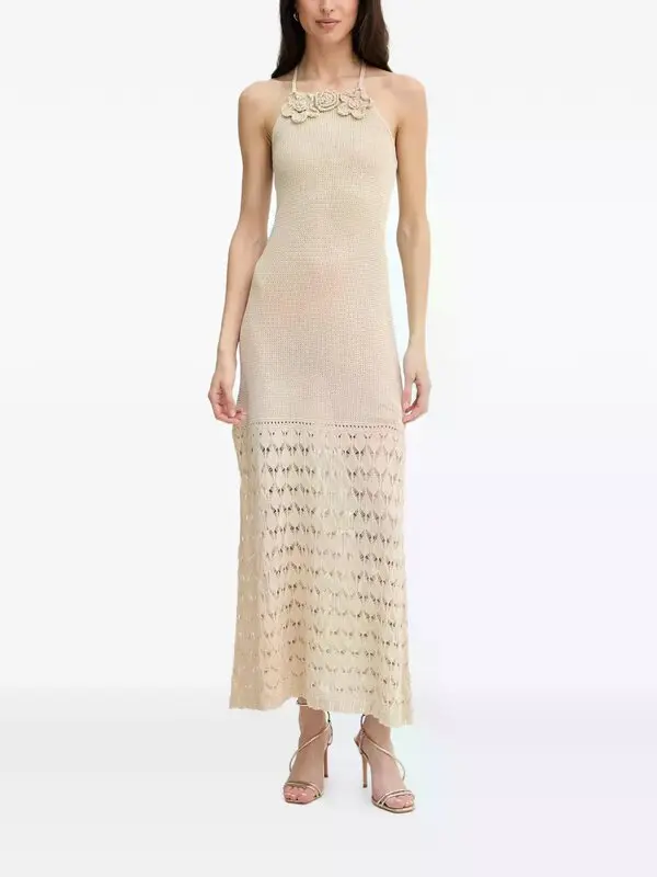 TWINSET Crochet-knit Floral-appliqué Dress - Neutrals