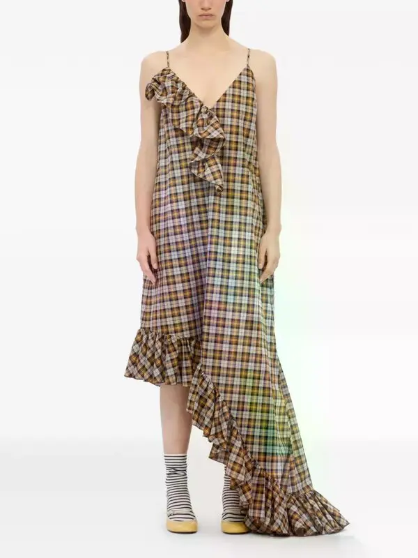 MSGM Plaid Ruffled Dress