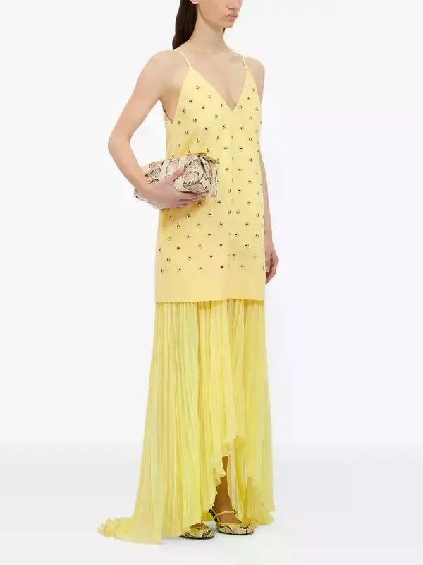 MSGM Pleated Embellished Maxi Dress