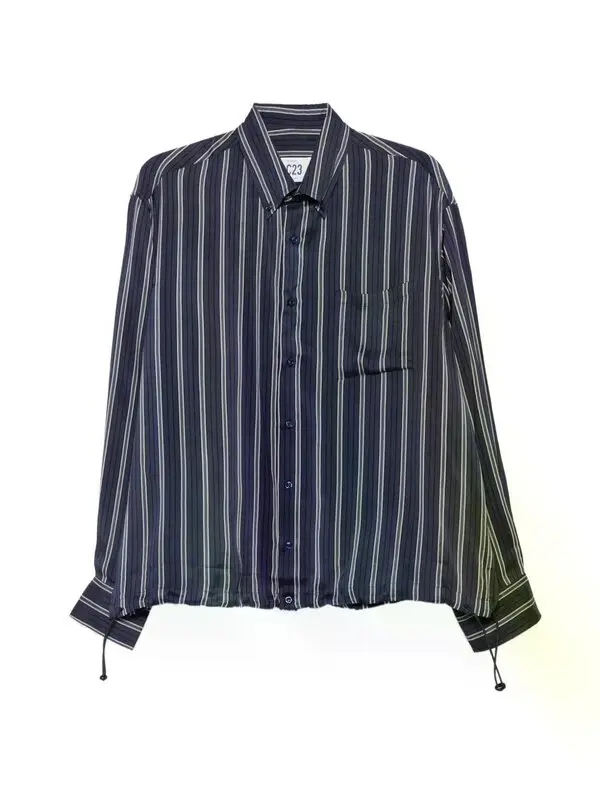 LC23 Striped Drawstring-hem Shirt