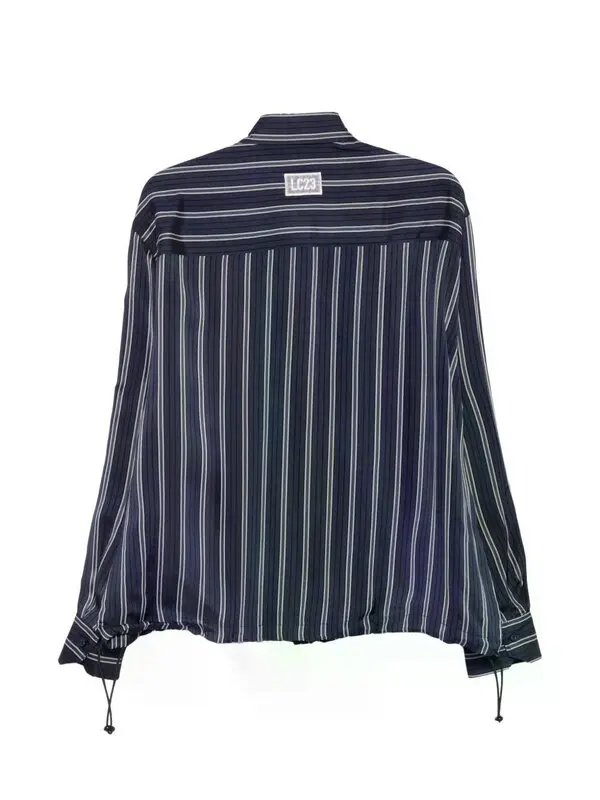 LC23 Striped Drawstring-hem Shirt