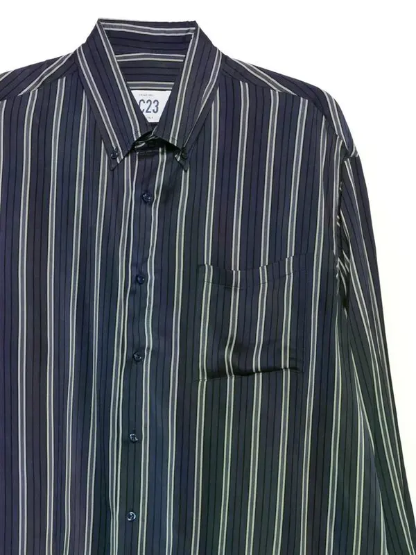LC23 Striped Drawstring-hem Shirt