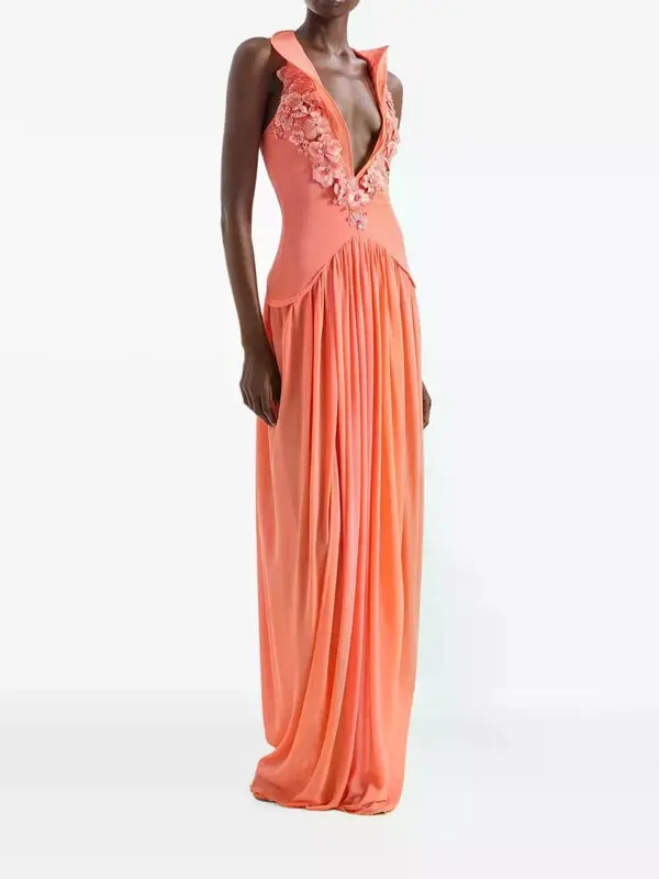GENNY Floral Appliqué Sleeveless Dress