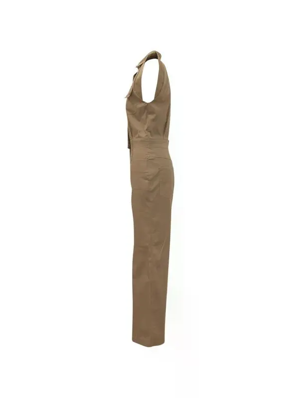 ACTUALEE Button-fastening Sleeveless Jumpsuit
