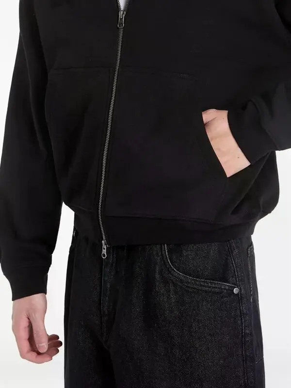 DIME Logo-embroidered Zip-up Hoodie - Black