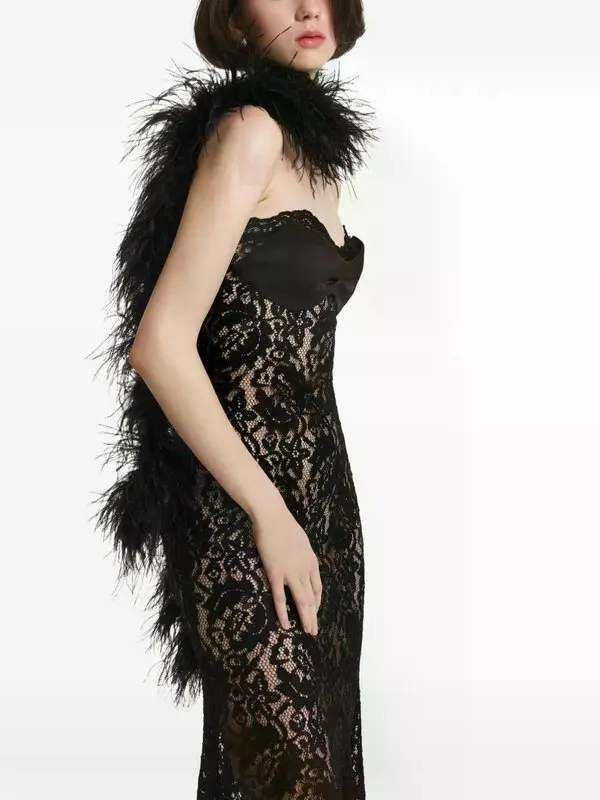 2310 STUDIO Feather-trim Scarf - Black