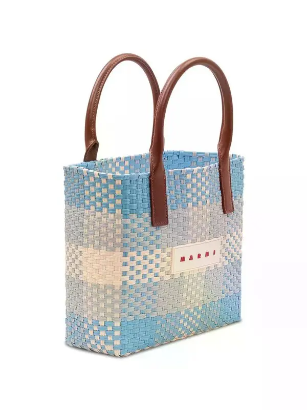 Marni Check-pattern Woven Tote Bag