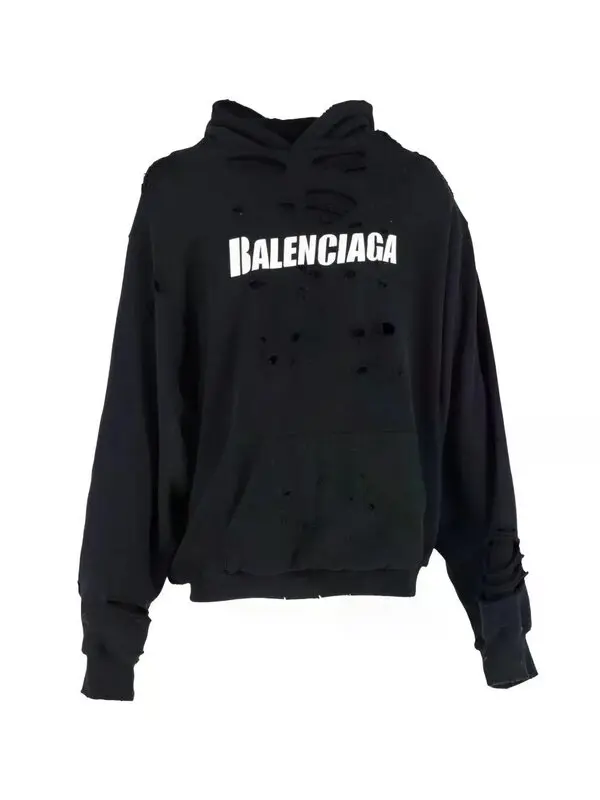 Balenciaga Caps Destroyed Logo-print Hoodie