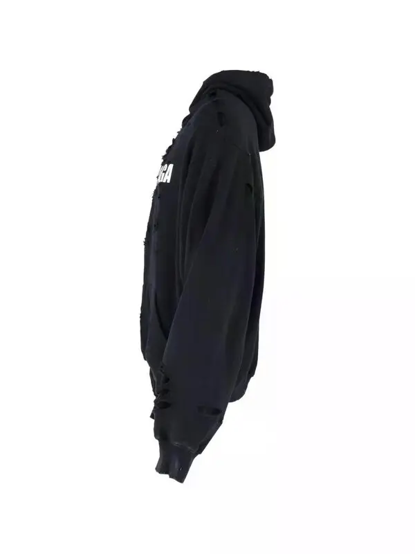 Balenciaga Caps Destroyed Logo-print Hoodie
