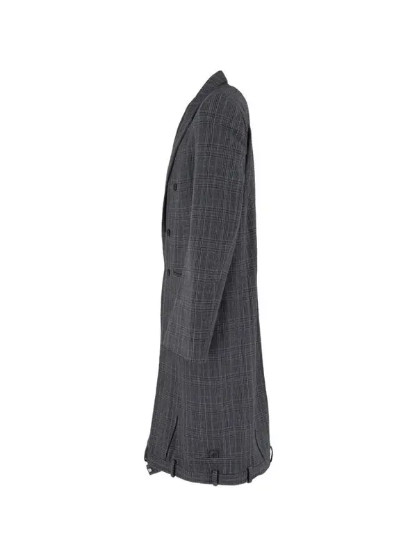 Balenciaga Check Pattern Double-breasted Coat