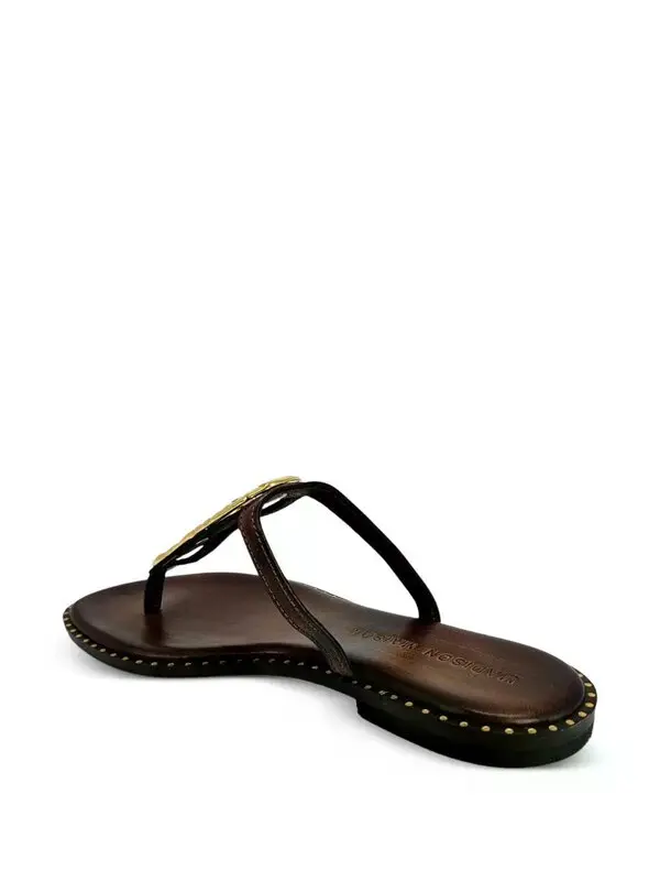 MADISON MAISON Hammered-link Crystal Embellished Thong Sandals - Brown