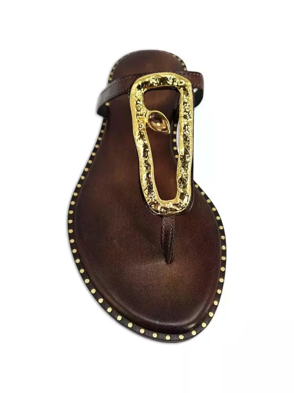 MADISON MAISON Hammered-link Crystal Embellished Thong Sandals - Brown