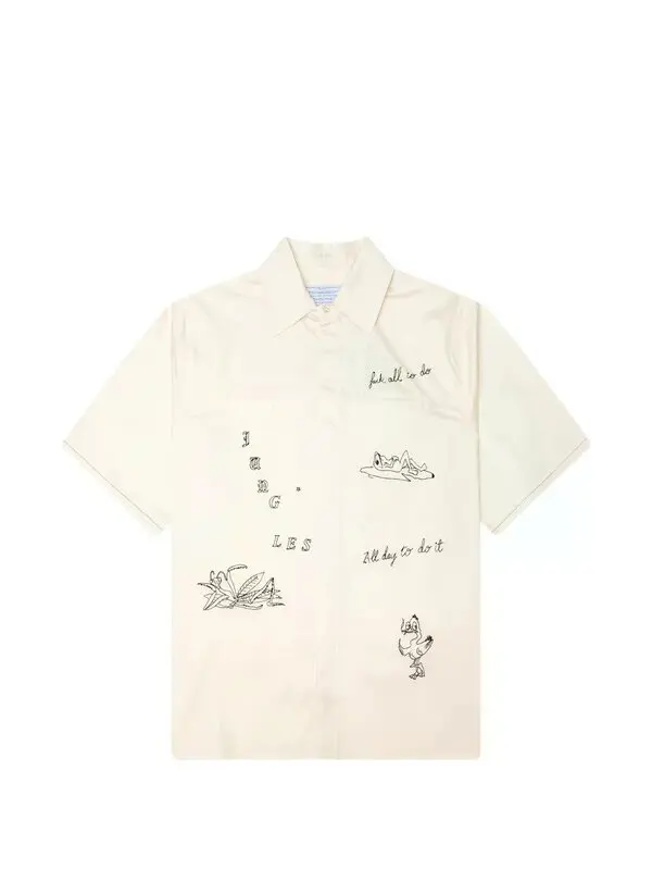 JUNGLES JUNGLES Embroidered Short-sleeve Shirt - Neutrals