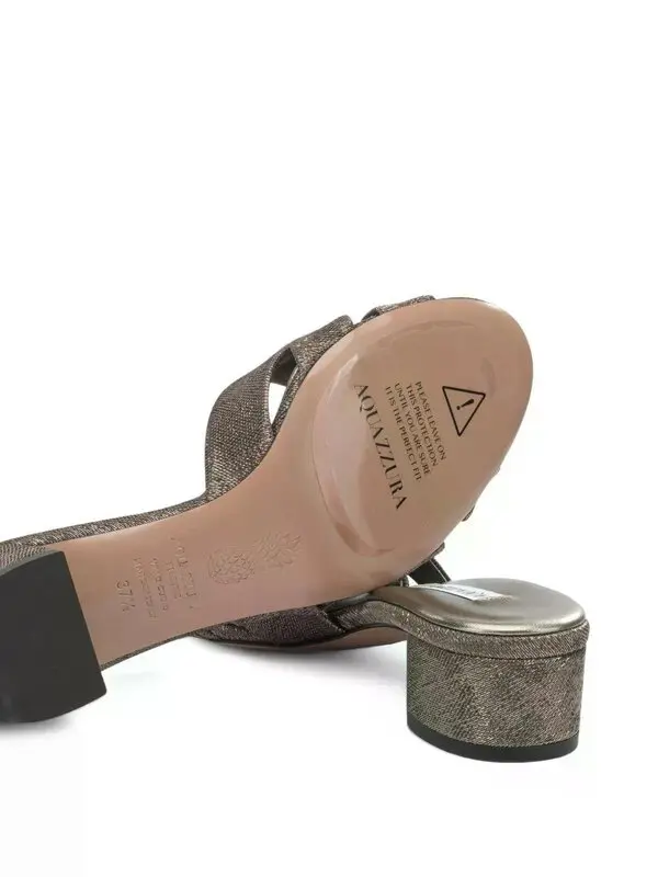 AQUAZZURA Knot-detail Laminated Mules