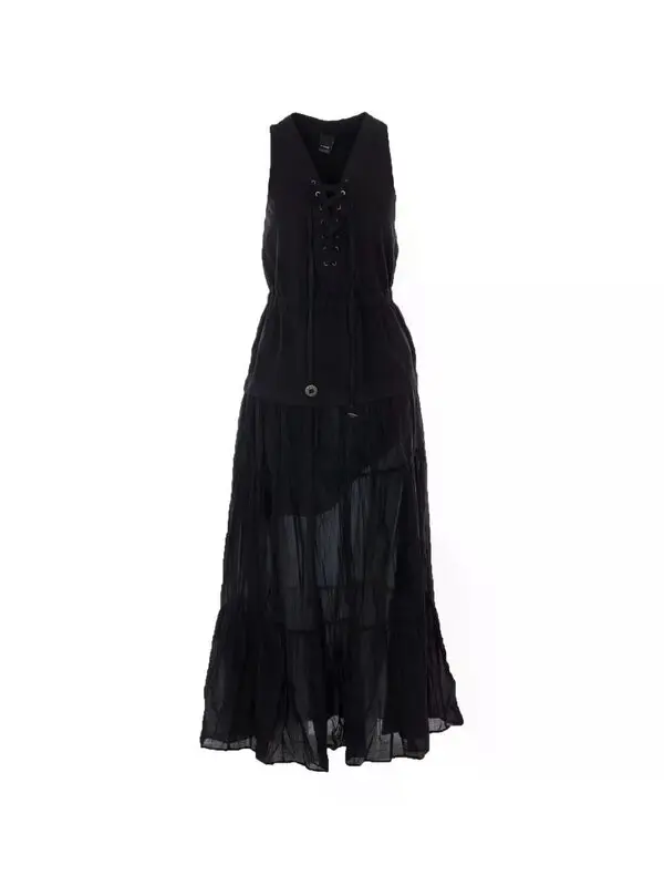 Pinko Casarsa Lace-up Tiered Maxi Dress - Black