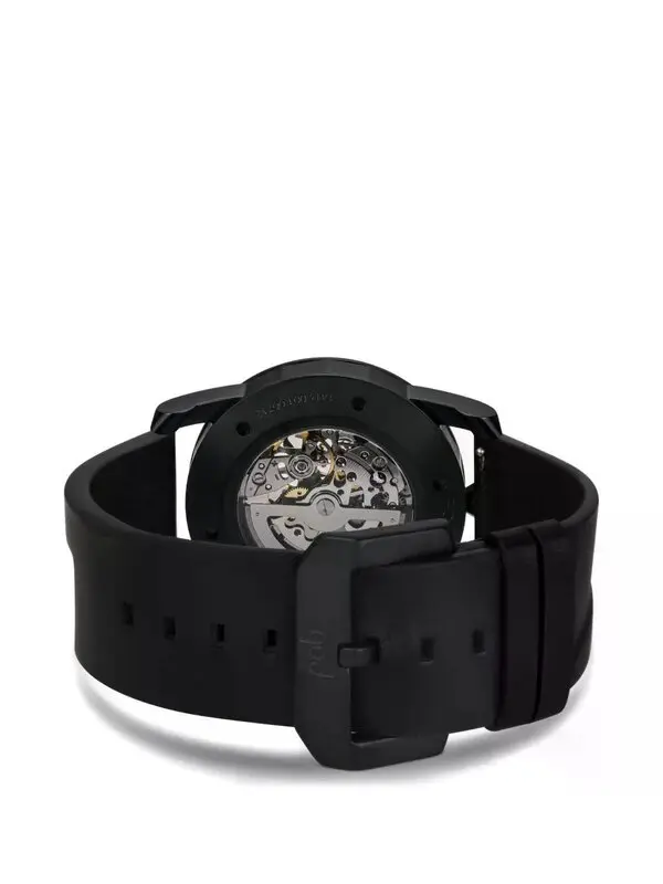 FOB PARIS Automatic Matte Leather Strap Watch - Black