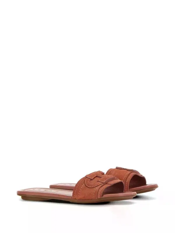 Hogan H685 Suede Flat Sandals - Orange