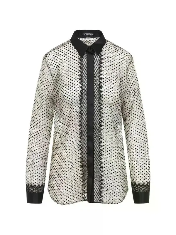 TOM FORD Lace Floral Pattern Shirt - Neutrals