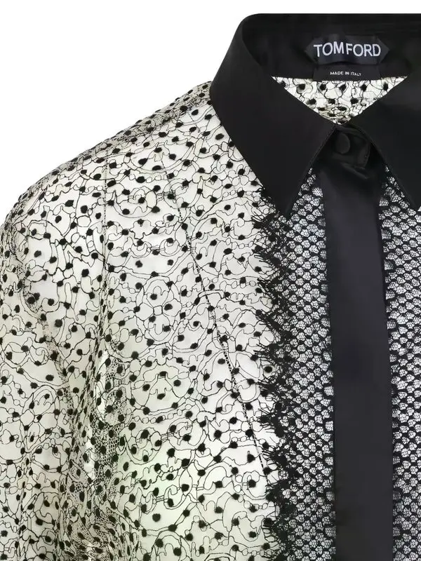 TOM FORD Lace Floral Pattern Shirt - Neutrals