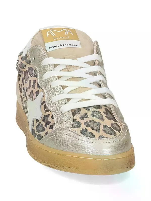 AMA-BRAND Leopard-print Metallic Sneakers