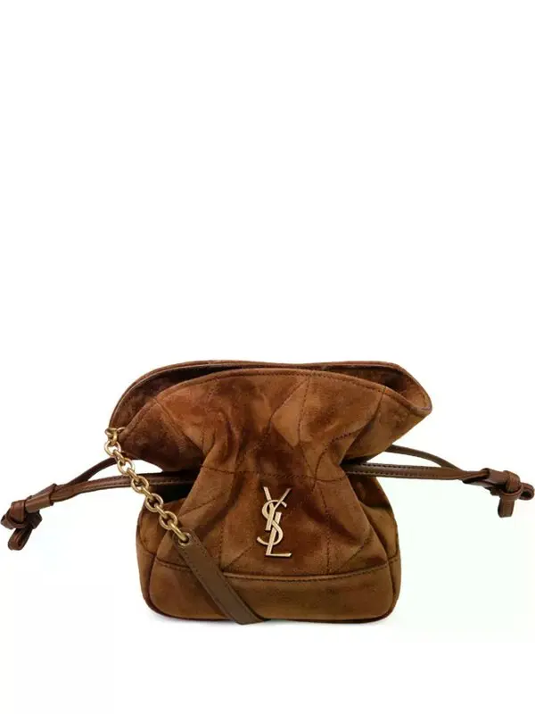 Saint Laurent Quilted Suede Cross Body Bag - Brown
