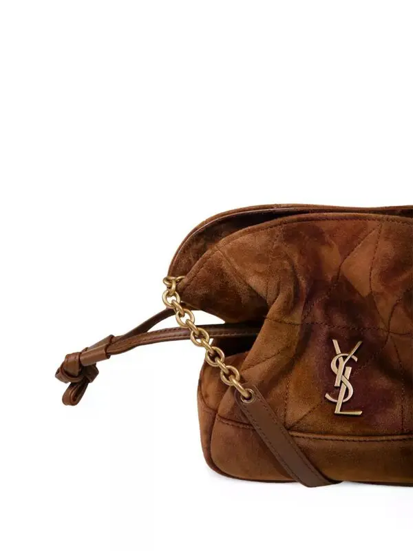 Saint Laurent Quilted Suede Cross Body Bag - Brown