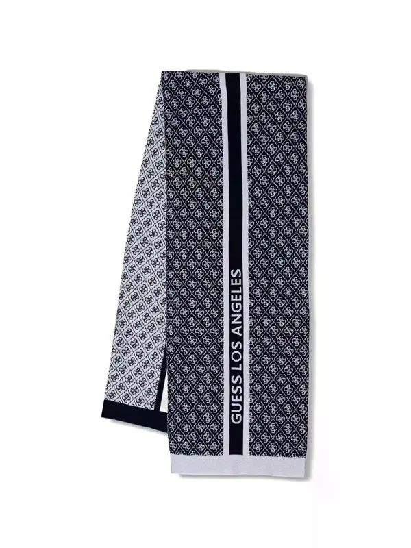 Guess Logo-print Knitted Scarf - Blue