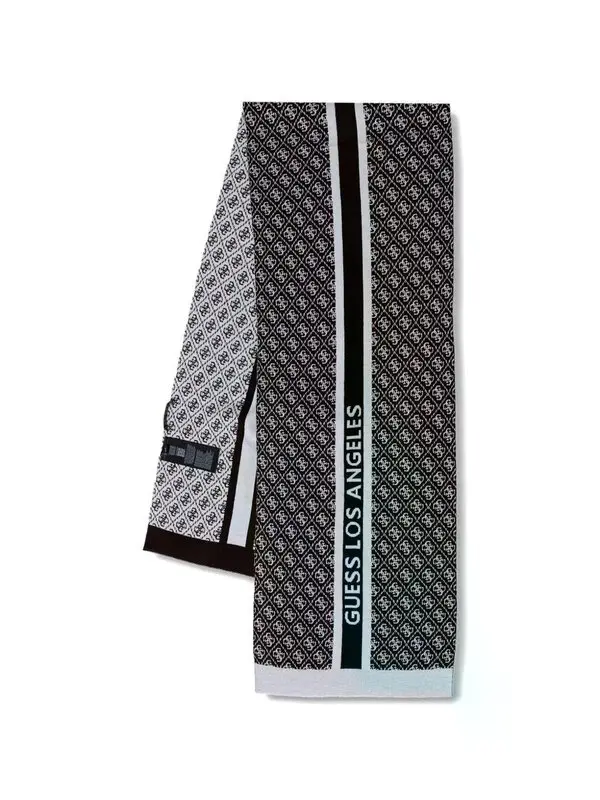 Guess Monogram-pattern Logo-print Scarf - Brown