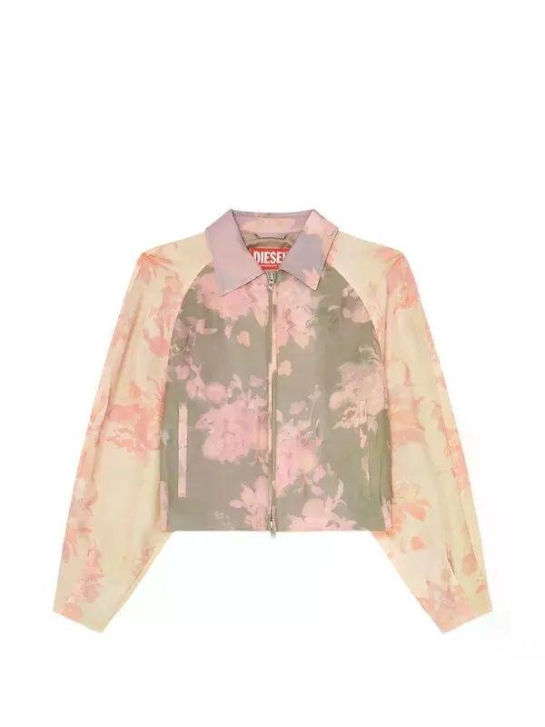 DIESEL® Floral Print Zip-up Bomber Jacket