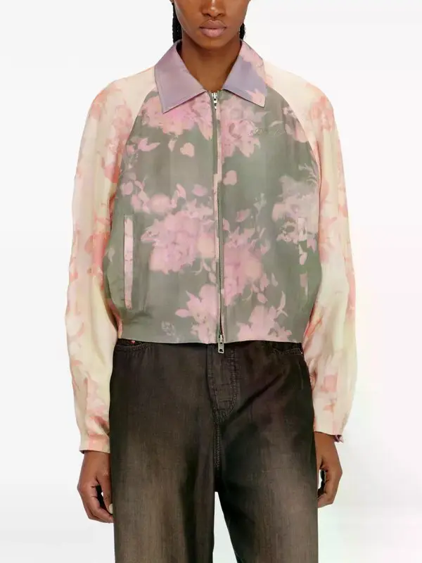 DIESEL® Floral Print Zip-up Bomber Jacket