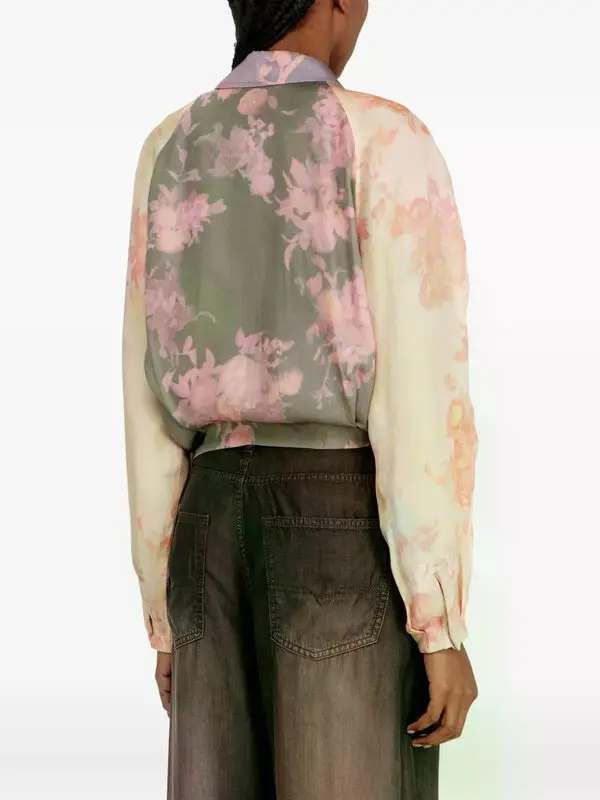 DIESEL® Floral Print Zip-up Bomber Jacket
