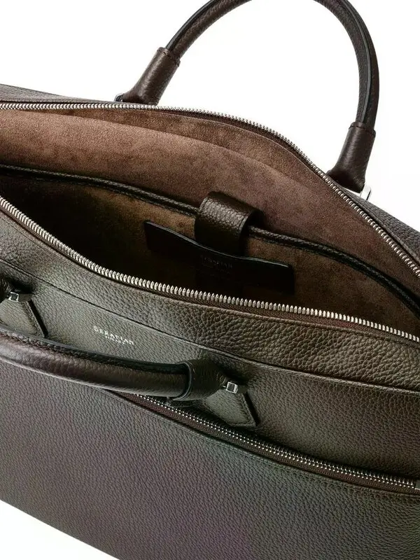 SERAPIAN Grainy Leather Slim Briefcase