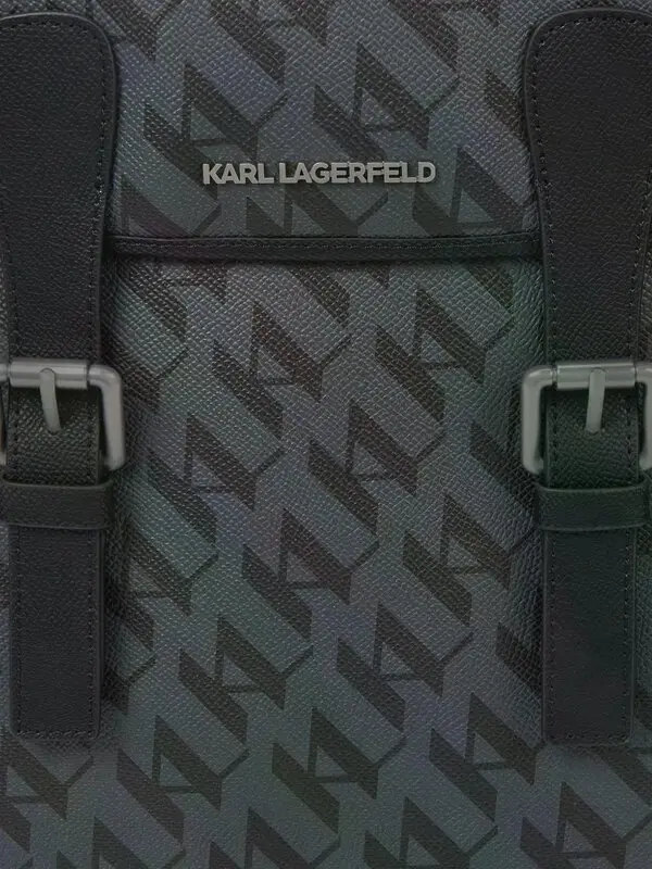 Karl Lagerfeld Monogrammed Backpack With Ikon Keychain