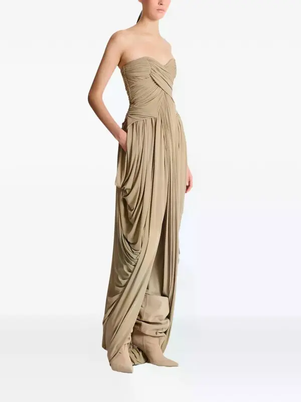 Balmain Draped Strapless Jumpsuit - Neutrals