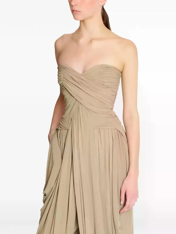 Balmain Draped Strapless Jumpsuit - Neutrals