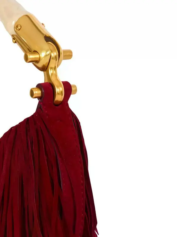 Balmain Mini Ebene Fringes Leather Shoulder Bag - Red