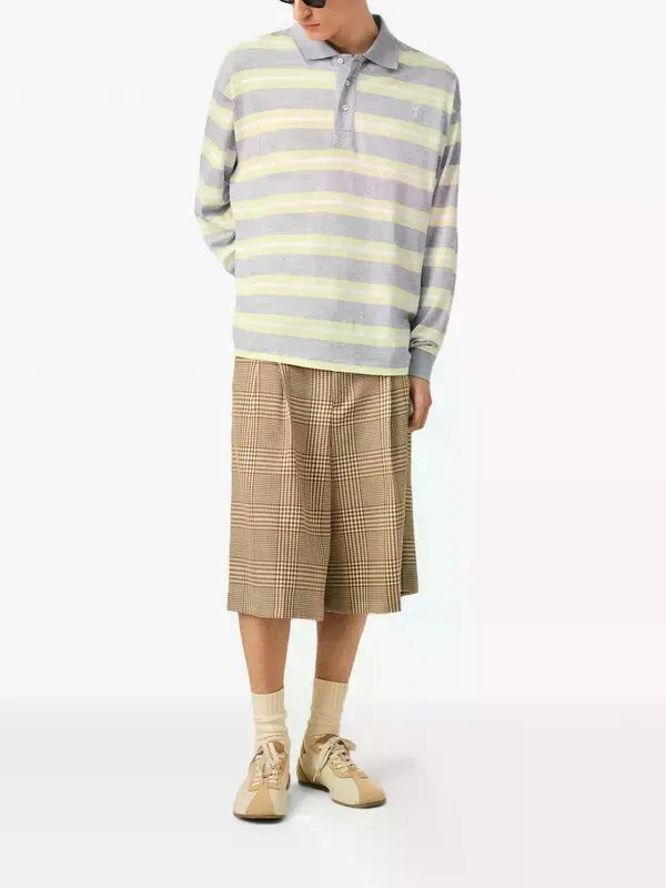 AMI Paris Striped Mercerised-jersey Polo Shirt