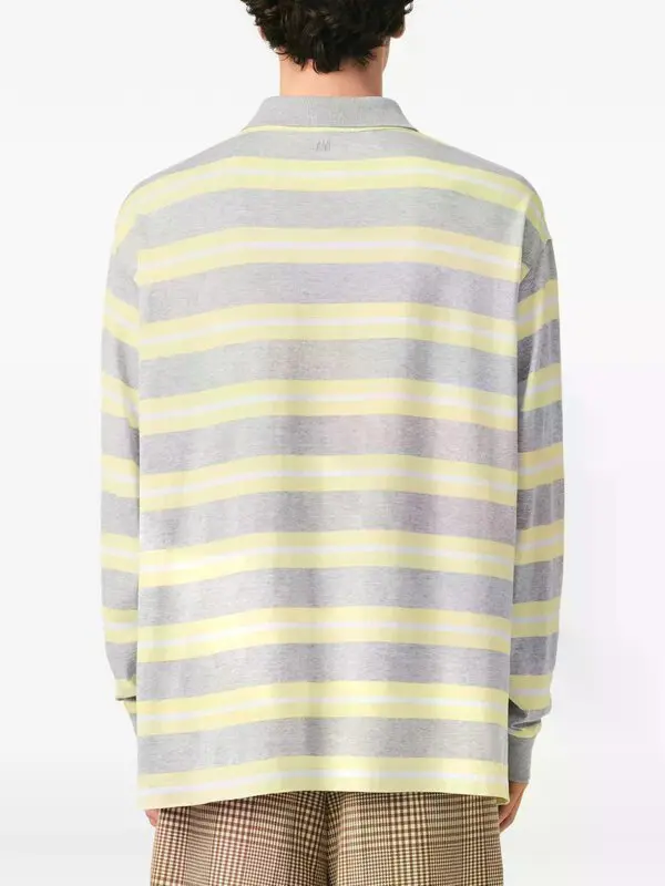 AMI Paris Striped Mercerised-jersey Polo Shirt