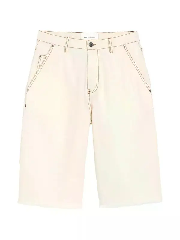 AMI Paris Cotton Wide-fit Shorts - Neutrals
