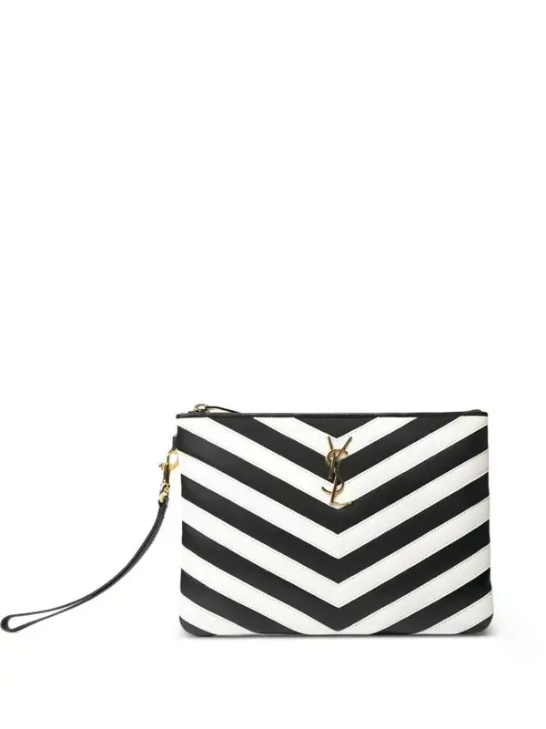 Saint Laurent Cassandre Chevron Print Pouch