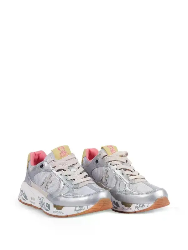 Premiata Mased Tone Metallic Lace Up Sneakers - Silver