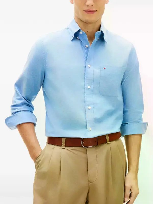 Tommy Hilfiger Slim-fit Button-down Cotton Oxford Shirt - Blue