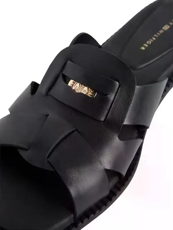 Tommy Hilfiger Logo Plaque Leather Sandals