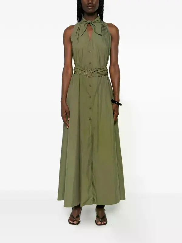 ISABELLE BLANCHE Belted Tie-neck Maxi Dress