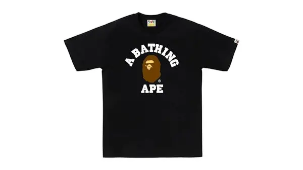 A BATHING APE College Tee Shirt - Black