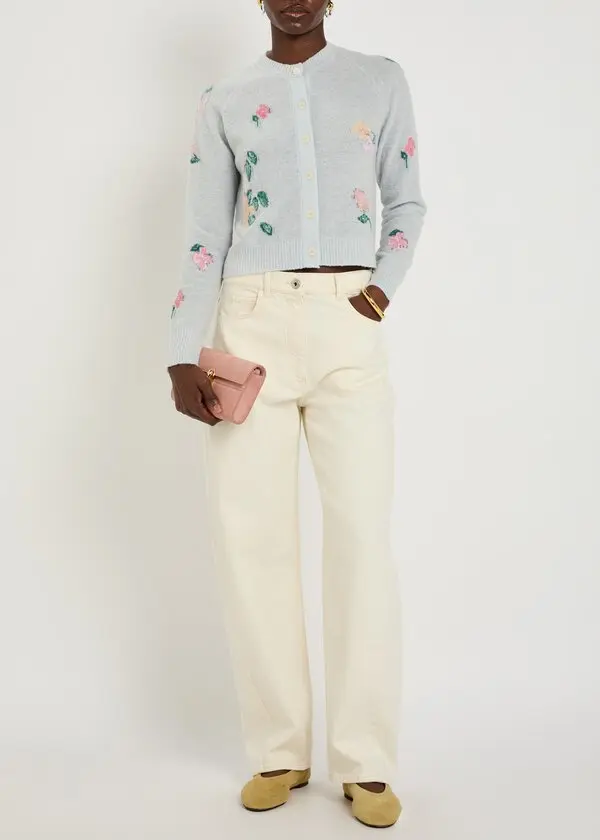 Bernadette Clemence Floral Wool-blend Cardigan - Blue