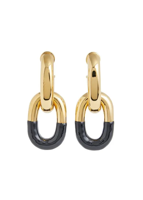 Rabanne Xl Link Drop Earrings - Black And Caramel