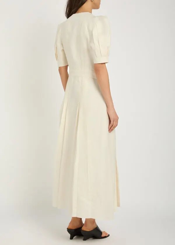 Gabriela Hearst Patricia Belted Linen Midi Dress - Ivory